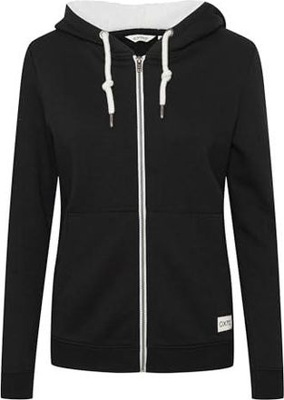 Oxmo OXBinja Veste de surv&ecirc;tement longue &agrave; capuche pour femme avec capuche en fourrure, Noir (194007)., S