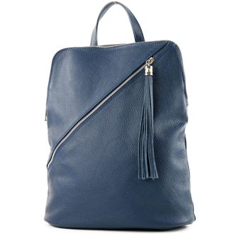modamoda.de T161 Damen Leder Rucksack Handtasche handmade in Italy, Farbe:T161 Saphirblau