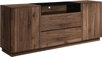 Vente-Unique Sideboard mit 2 T&uuml;ren, 2 Schubladen & 1 Ablagefach - Dunkles Holz & Schwarz - CEMILINA