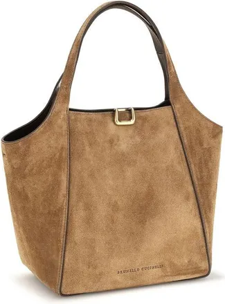 Brunello Cucinelli Womens Beige Calf Leather Bos Taurus Backet Bag