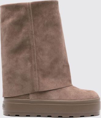 Casadei Kniehohe Wildlederstiefel mit hohem Keilabsatz
