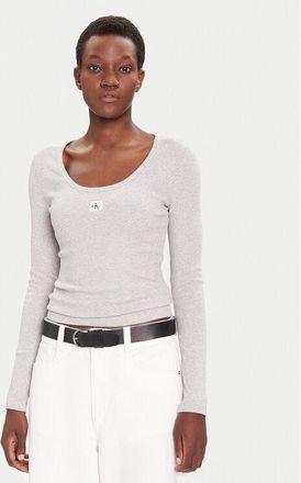 Calvin Klein Jeans Bluse LV047D218G Grau Slim Fit