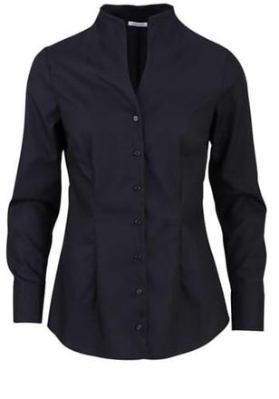 Seidensticker Femme Chemisier Kelchkragenbluse Langarm Slim Fit Uni Bügelfrei, 46 EU
