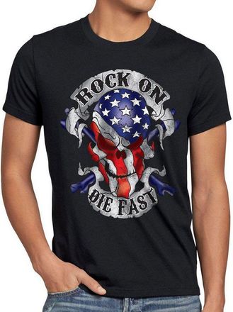 style3 T-Shirt USA Rocker Skull Totenkopf Flagge biker stars stripes amerika us
