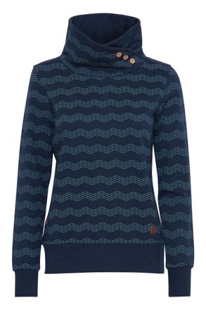 Oxmo OXVernita Damen Pullover Sweater Sweatshirt mit Tubeneck Rippbünchen Baumwollmischung Regular fit, Größe:XS, Farbe:Total Eclipse (194010)