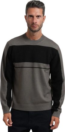 A|X Armani Exchange Pull-over &agrave; col rond et motif &agrave; blocs - Homme - Pulls - Noir - Taille: XL