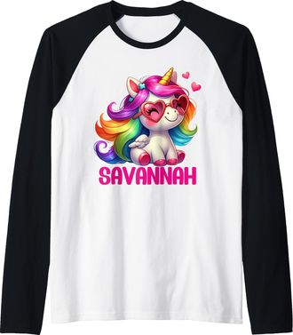 BDAZ Savannah-Einhorn-Name, personalisiertes Design Raglan