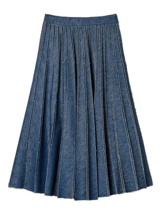 Twin-Set jupe pliss&eacute;e en jean - Bleu