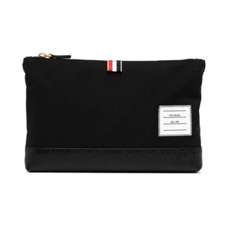 Thom Browne Homme, Sacs, Noir, Taille: ONE Size Portefeuille Noir avec Fermeture Éclair Supérieure