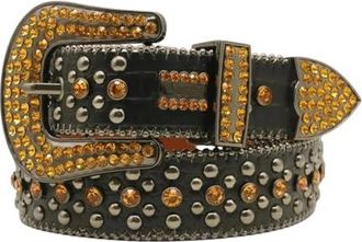 Generic Ceinture en cuir pour femme avec strass vintage avec boucle en diamant pour jeans et robes, 13, jusquà 3 mois