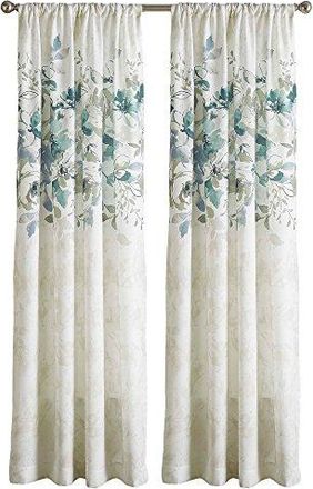 Chf Gardine, Aquarell-Blumenmuster, 213,4 cm, Aqua