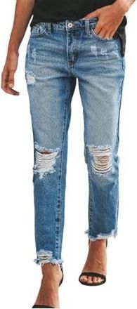 Generic Jeans Femme Taille Elastique Jambes Droites Denim Pantalon Mode Extensible Elastique Jean Femme Bootcut Trousers avec Poches Casual Stretch Taille Hau