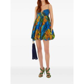 Farm Rio Banana Grapes Sleeveless Organic Cotton Mini Dress
