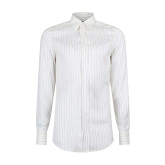 Dolce & Gabbana Vertikal Gestreiftes Seidenhemd - - Shirts - Herren - Wei&szlig; - L