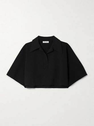 Alaia Haut Façon Polo Raccourci Oversize En Mailles - Noir