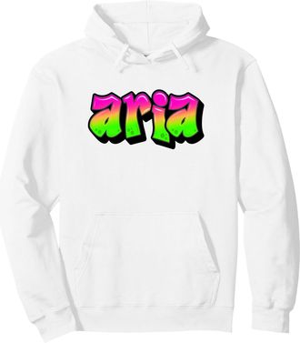 BDAZ Aria Graffiti Personalisierter Name Gr&uuml;n Rosa Frauen M&auml;dchen Pullover Hoodie