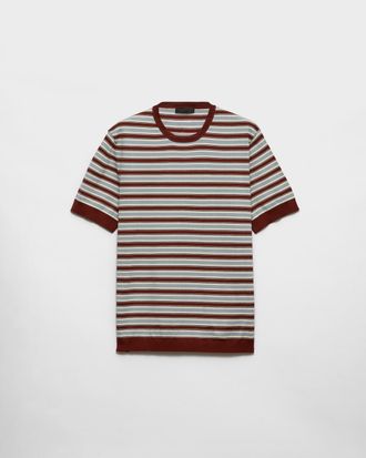 Prada Gestreifter Kurzarm-Pullover aus Baumwolle