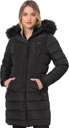 Navahoo Winterjacke Damen - Wasserabweisend, Warm, Kapuze, Winddicht - Wintermantel Lang, Mantel Frauen, Teddyfell gefüttert - Stehkragen, 7 Taschen, verlänge