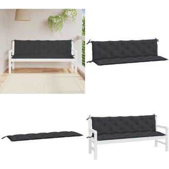 vidaXL Coussins de banc jardin lot de 2 noir 180x50x7 cm tissu Oxford - Coussin De Banc - Coussin Jardin - Coussin Exterieur - Coussin D&eacute;coratif - Housse De