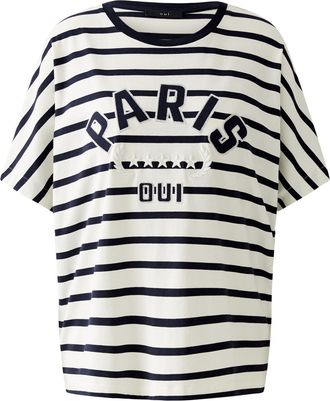 Oui Damen T-Shirt lässig geschnitten Gestreift