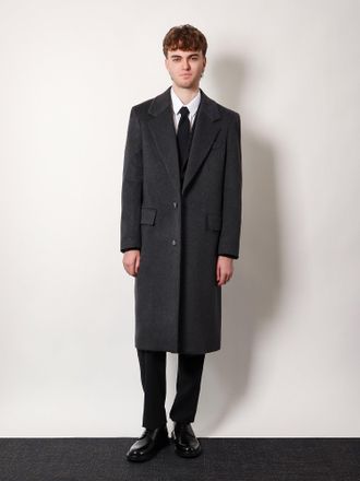 Hev&ograve; Mens Cashmere Coat, Satin Lining, Grey