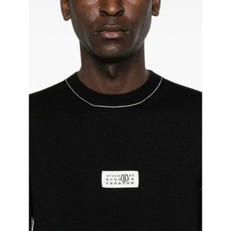 Maison Margiela Virgin Wool Crew-Neck Fine-Knit Sweater - Black