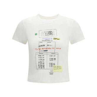 Maison Margiela Femme, Tops, Blanc, Taille: 38 FR T-shirt classique en coton
