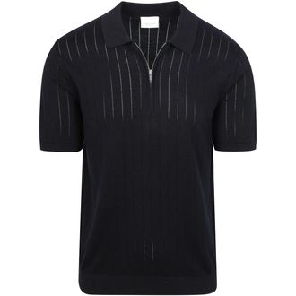 Profuomo Knitted Half Zip Polo Dropneedle Marine