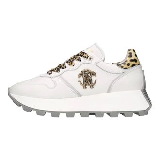 Roberto Cavalli Femme, Chaussures, Blanc, Taille: 37 EU Baskets en cuir