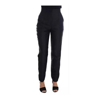 Dolce & Gabbana Florale Brokat-Hose mit hohem Bund - - Trousers - Damen - Schwarzk - S