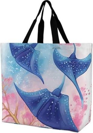Generic Animaux Marins Raies Sac Fourre Tout Imperm&eacute;able Tote Bag L&eacute;ger Sac Fourre-Tout Pour Shopping Voyage Quotidienne