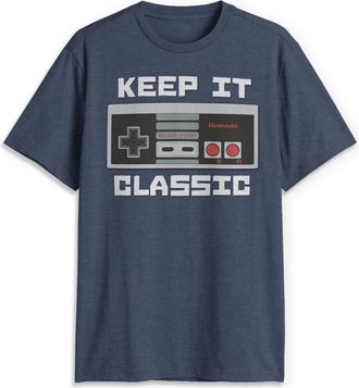 Nintendo Herren Keep It Classic T-Shirt, Marineblau, meliert, 5X-Gro&szlig;