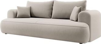 Selsey Sofa Schlafsofa Couch Mit Stauraum Schlaffunktion 3 Sitzer Pflegeleicht Polyurethanschaum Veloursoptik Creme OVO