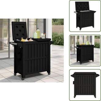 vidaXL 3-in-1 Servierwagen Schwarz Polypropylen - Servierwagen - Getr&auml;nkewagen - Outdoor K&uuml;che - K&uuml;hlung - Partyservice - The Living Store