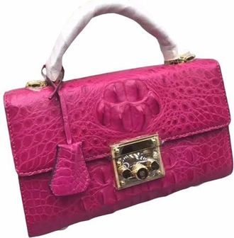 Generic Sac cabas pour femme en cuir dalligator véritable, petit sac à main blanc en cuir façon crocodile avec fermeture à cadenas, sac bandoulière pour femme