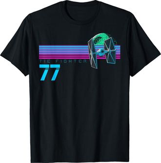 Star Wars TIE Fighter Retro Striped Neon Poster T-Shirt