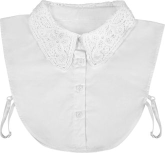 WINOMO Dekollet&eacute; Blumen Kragen aufsteckbar Half Shirt Bluse Women (White)