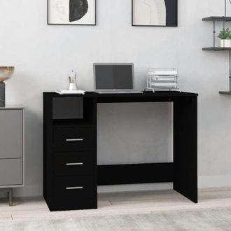 vidaXL Vidaxl - Bureau avec tiroirs Noir 102x50x76 cm Bois ding&eacute;nierie