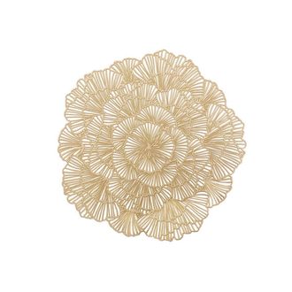 Happyyami 2 St&uuml;ck Teiliges Goldfarbene PVC Tischsets mit Ginkgo Design Hitzebest&auml;ndig rutschfest und Isolierend Dekorative Untersetzer f&uuml;r Zuhause Bar und Resta