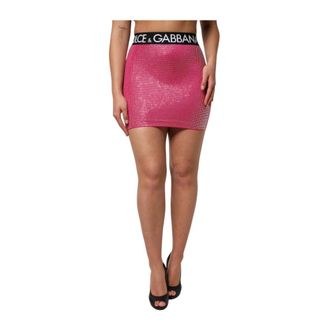 Dolce & Gabbana Minirock mit Strasssteinen und Logo-Tape-Detail - - Skirts - Damen - Rosa - L