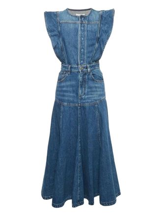 Chloé robe en jean à coupe évasée - Bleu