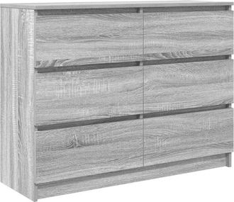 vidaXL Vidaxl - Buffet sonoma gris 100x35x76 cm - Bois ding&eacute;nierie facile &agrave; entretenir - Grand espace de rangement multifonctionnel