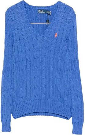 Ralph Lauren Femme, Pulls, Bleu, Taille: 38 FR Cable Knit V-Neck Sweater