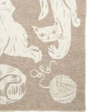 Lapuan Kankurit Kissanp&auml;iv&auml;t (Katzentage) Wolldecke (&Ouml;ko-Tex) 130x180 cm (beige, wei&szlig;)