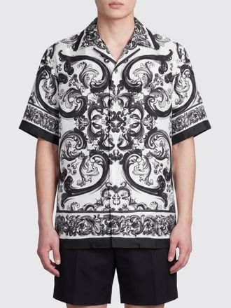 Dolce & Gabbana Kurz&auml;rmeliges Bowlinghemd von aus Seide mit Majolika-Druck
