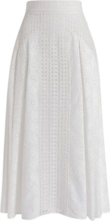 Alberta Ferretti Femme, Jupes, Blanc, Taille: 36 FR Sangallo Lace Long Skirt