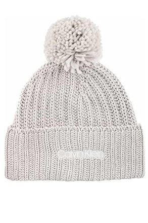 Calvin Klein Jeans Calvin Klein Bonnet Femme Oversized Knit Beanie W/ Pompom 3 % Cachemire, Cement, Onesize