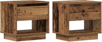 vidaXL Table de nuit avec tiroir 2 pcs Bois ancien 45 x 34 x 44 cm Vidaxl