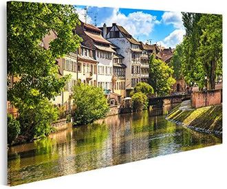 Islandburner Tableau Tableaux Canal deau de Strasbourg en Petite France Site Unesco Alsace Cadre sur Toile Impression Photo Affiches