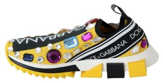 Dolce & Gabbana Womens Yellow Multicolor Crystals Sneakers Shoes